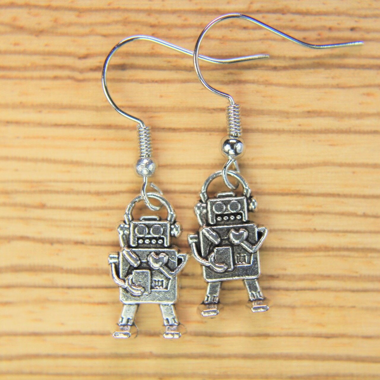 Silver Robot Charm Earrings Robot Charm Engineer Charm - Etsy