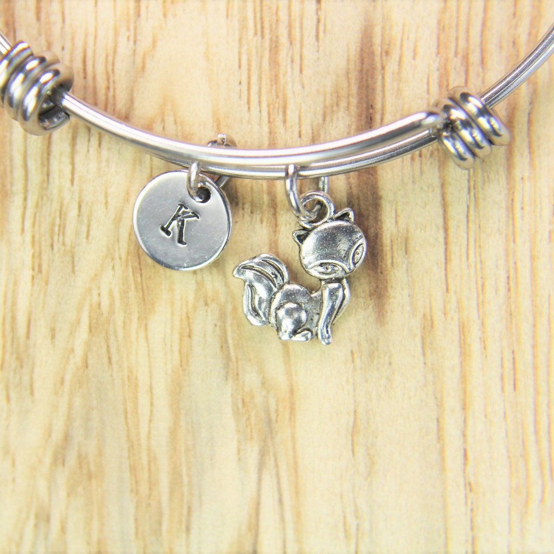 Silver Fox Charm Bracelet Fox Charm Bangle Fox Charm Animal Charm Fox ...