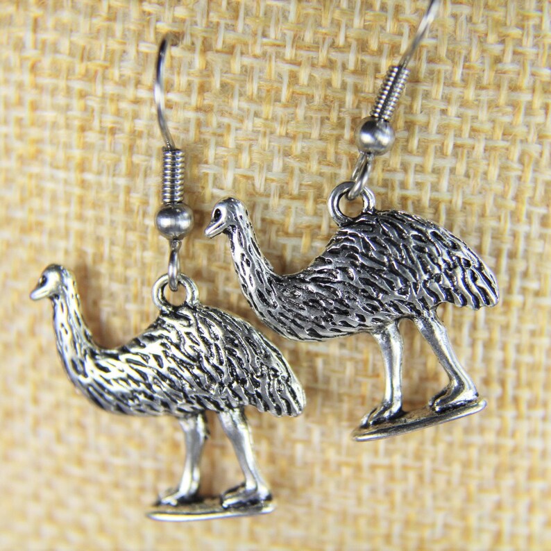 Silver Ostrich Earrings Animal Gift Ostrich Charm Ostrich - Etsy