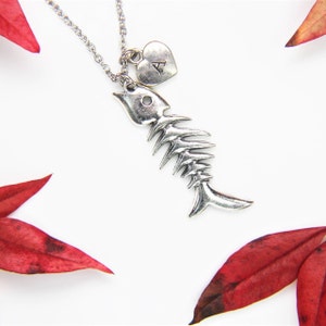 Best Christmas Gift Silver Fishbone Charm Necklace Fishbone Charm ...
