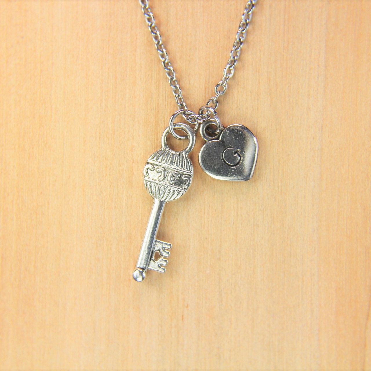 Skeleton Key Chain Silver Skeleton Key Charm Necklace Skeleton | Etsy