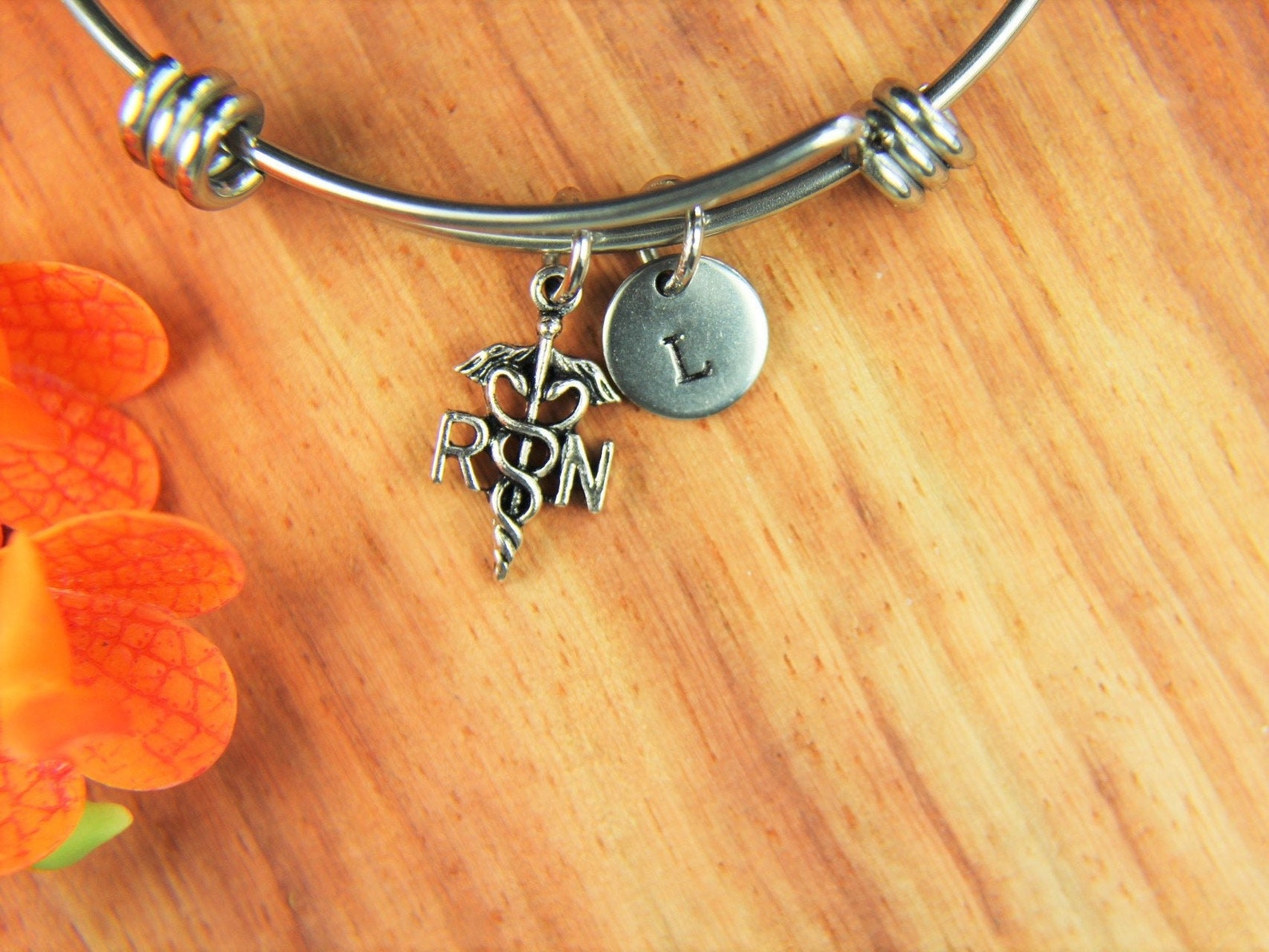 Nursing Charm Bracelet RN Charm Bangle RN Charm Nurse Gift - Etsy