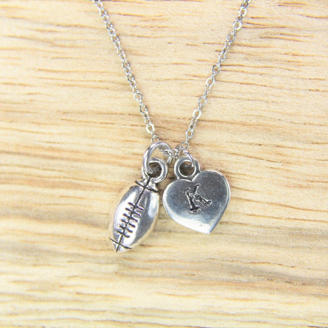 Silver Football Charm Necklace Football Coaches Gift | Etsy