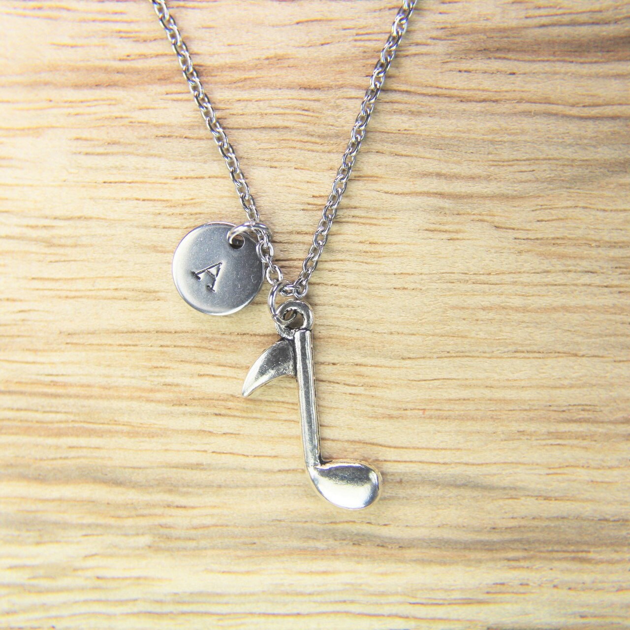 Music Note Necklace Silver Clef Necklace Quarter Note Charm | Etsy