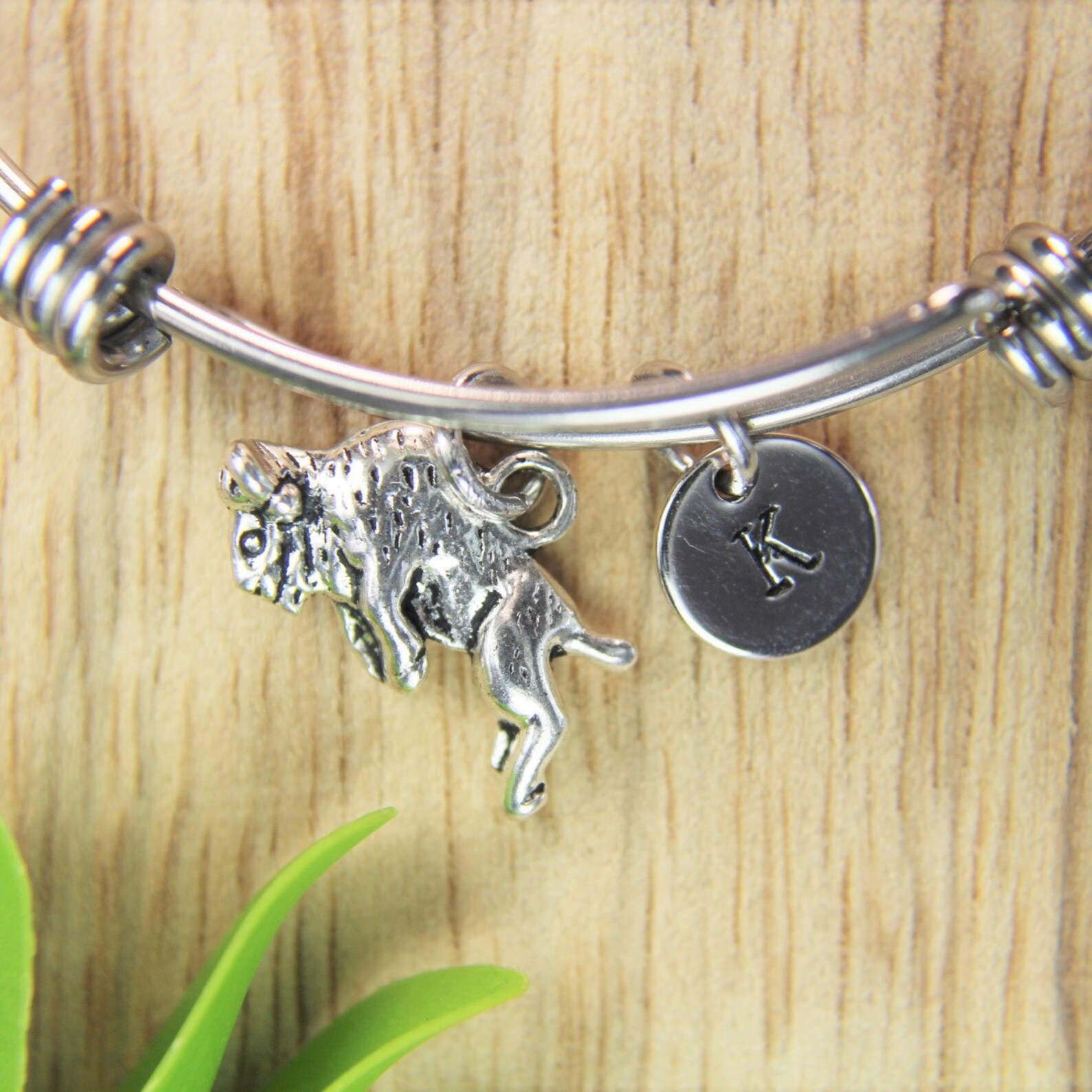 Silver Bison Charm Bracelet Buffalo Charm Bangle Bison Charm | Etsy