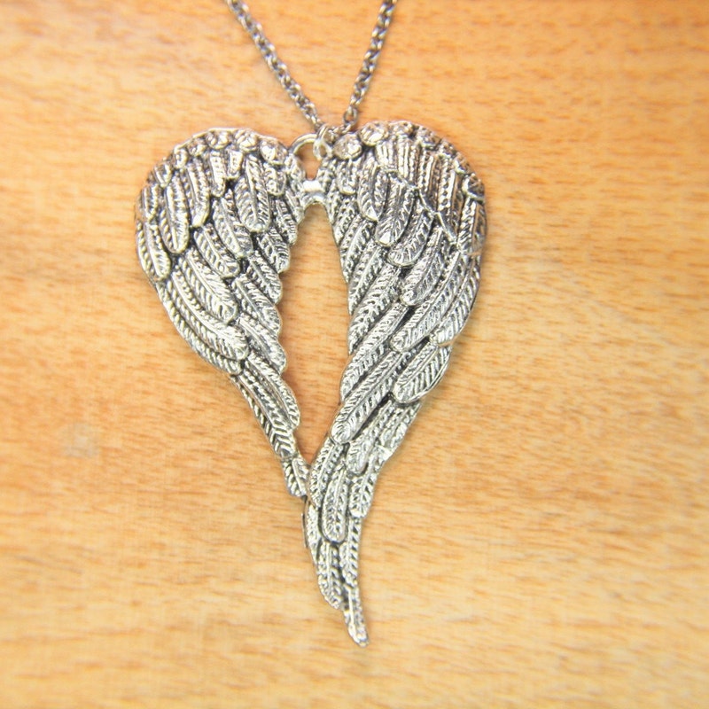 Angel Wing and Heart Necklace - Etsy