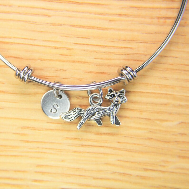 Silver Fox Charm Pulsera Fox Charm Bangle Fox Charm Animal - Etsy España