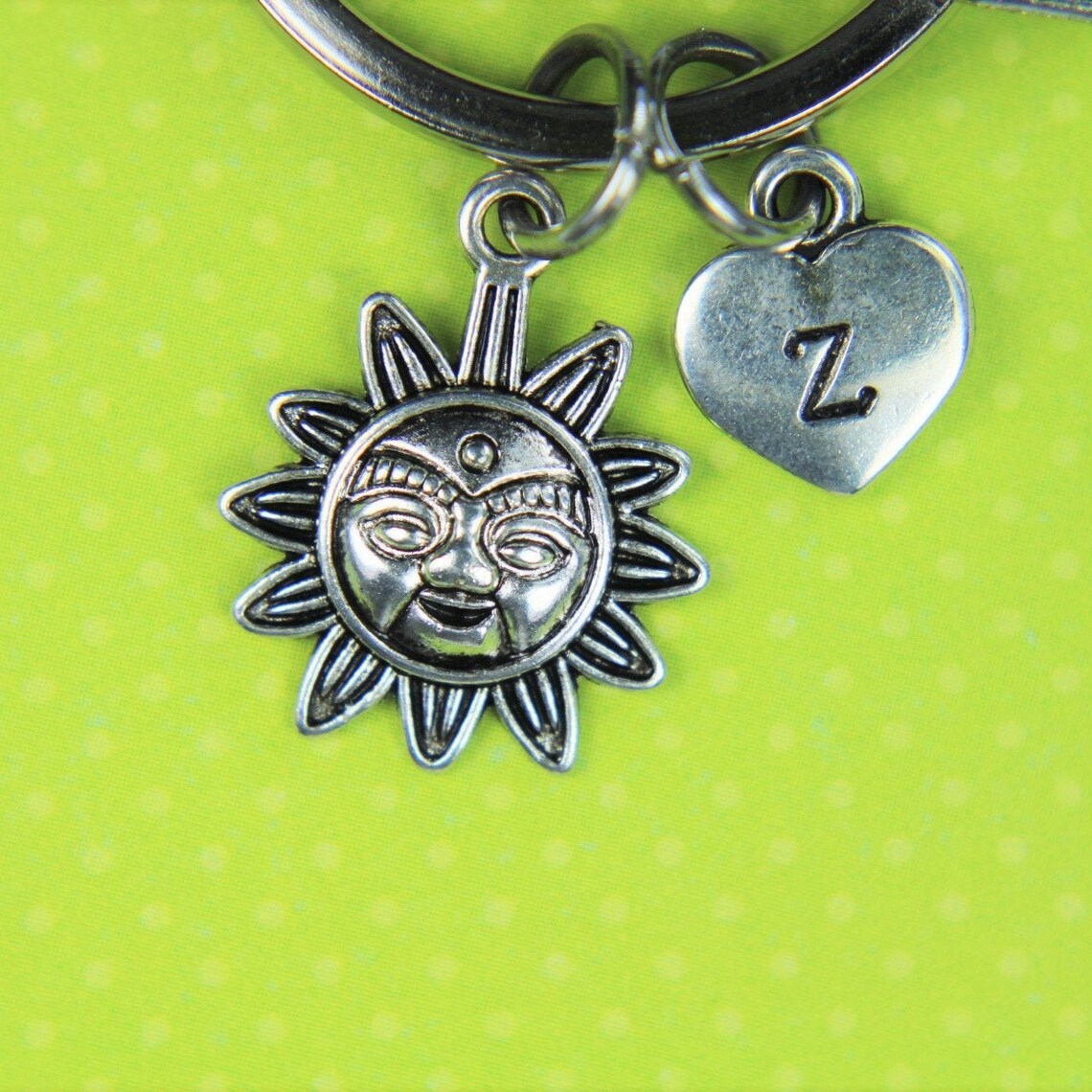 Silver Sun Charm Keychains Sun Smiling Charm Keychain Face - Etsy