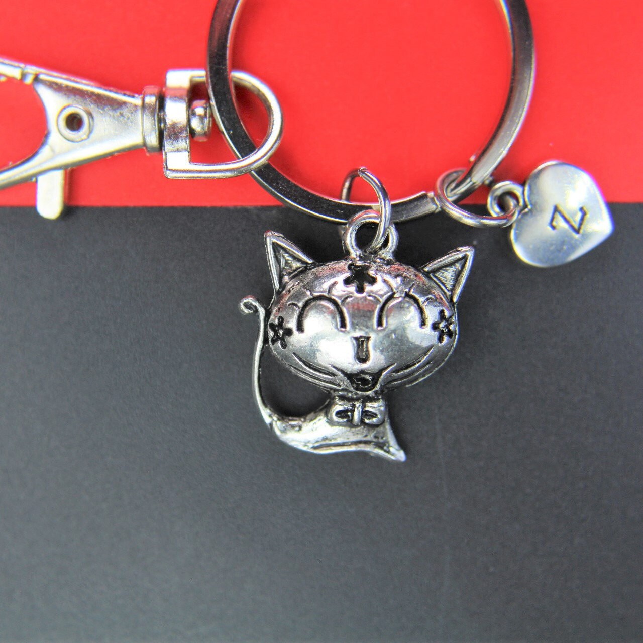 Cat Key ring Silver Cat Charm Pet Charm Cat Jewelry Animal | Etsy