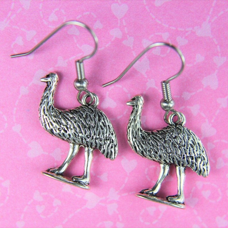 Silver Ostrich Earrings Animal Gift Ostrich Charm Ostrich - Etsy