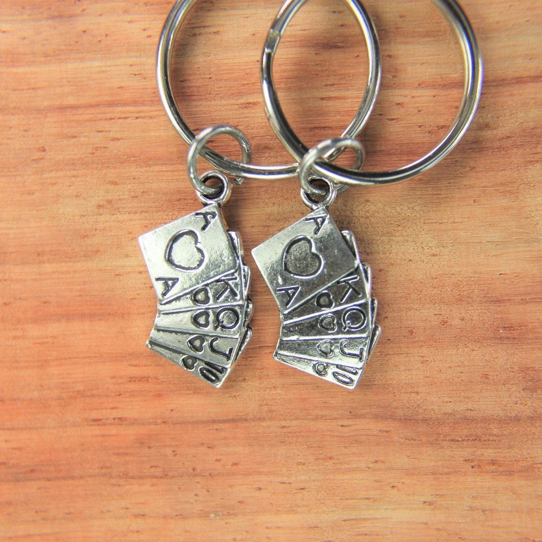 Set of 2 Card Keychain Gambling Charm Lucky Card Gift Poker Gift Club ...