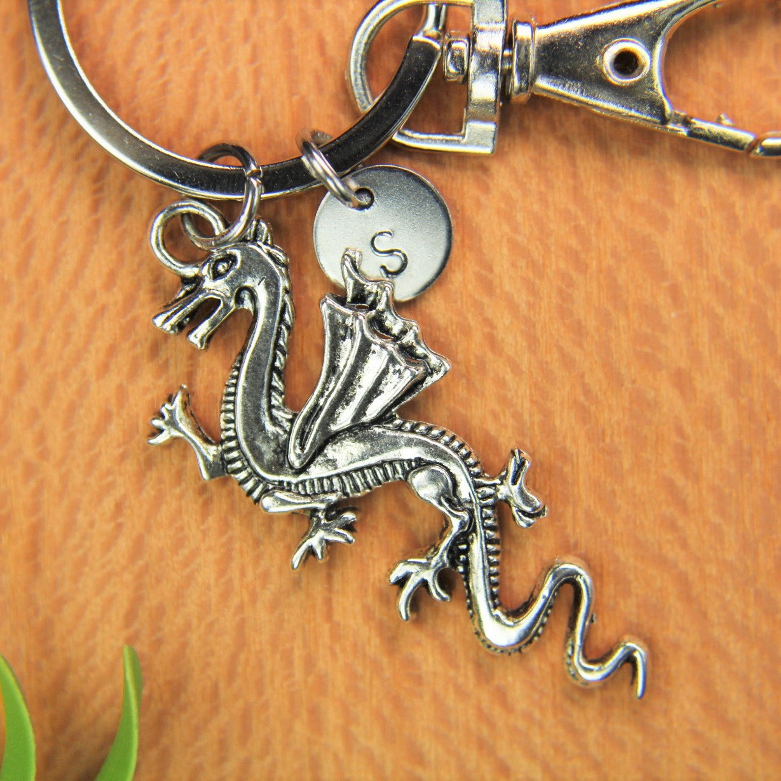 Dragon Charm Silver Dragon Charm Keying Dragon Keychain Dragon | Etsy