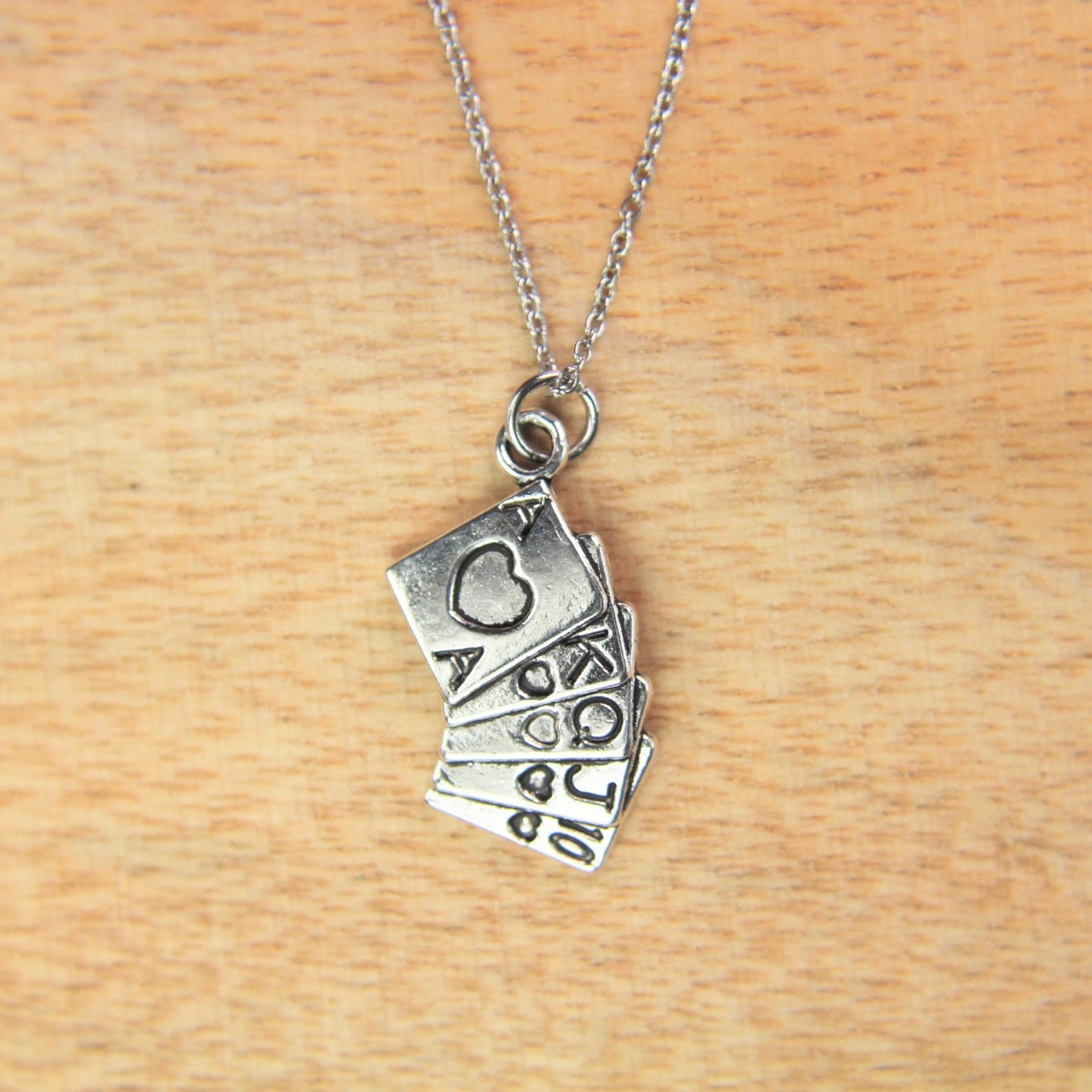 Playing Card Necklace Silver Playing Card Charm Necklace Poker - Etsy
