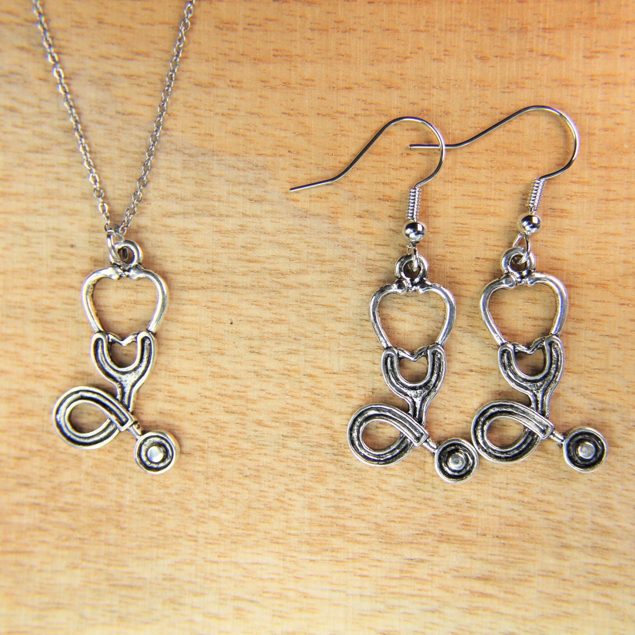 Stethoscope Necklace& Stethoscope Earrings Set Nurse Gift - Etsy