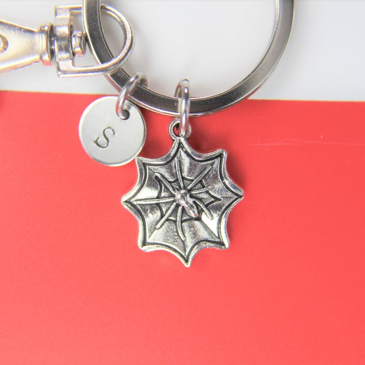 Silver Spider Web Charm Keychain Spider Jewelry Halloween | Etsy