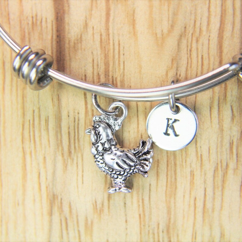 Chicken Bracelet Silver Chicken Charm Bangle Chicken Charm Hen - Etsy ...