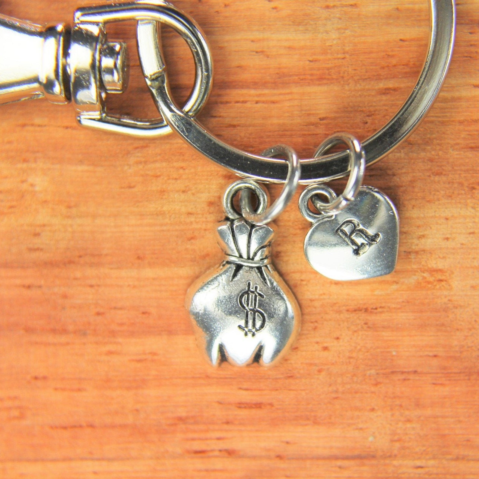 Silver Money Bag With Dollar Charm Keyring Money Bag Keyring | Etsy