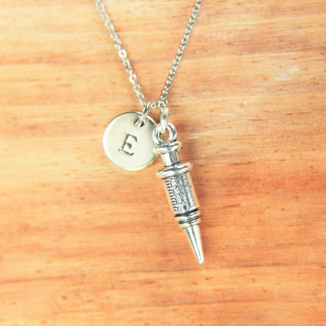 Syringe Charm Silver Doctor Medical Necklace Medical Student Gift ...