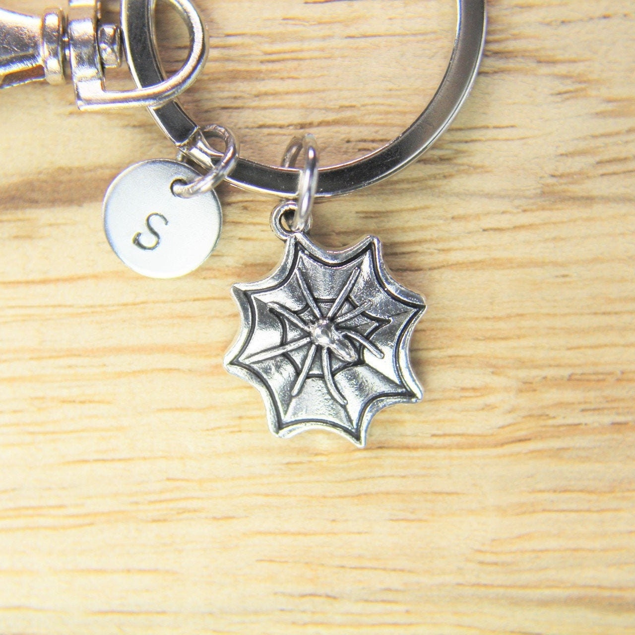 Silver Spider Web Charm Keychain Spider Jewelry Halloween - Etsy