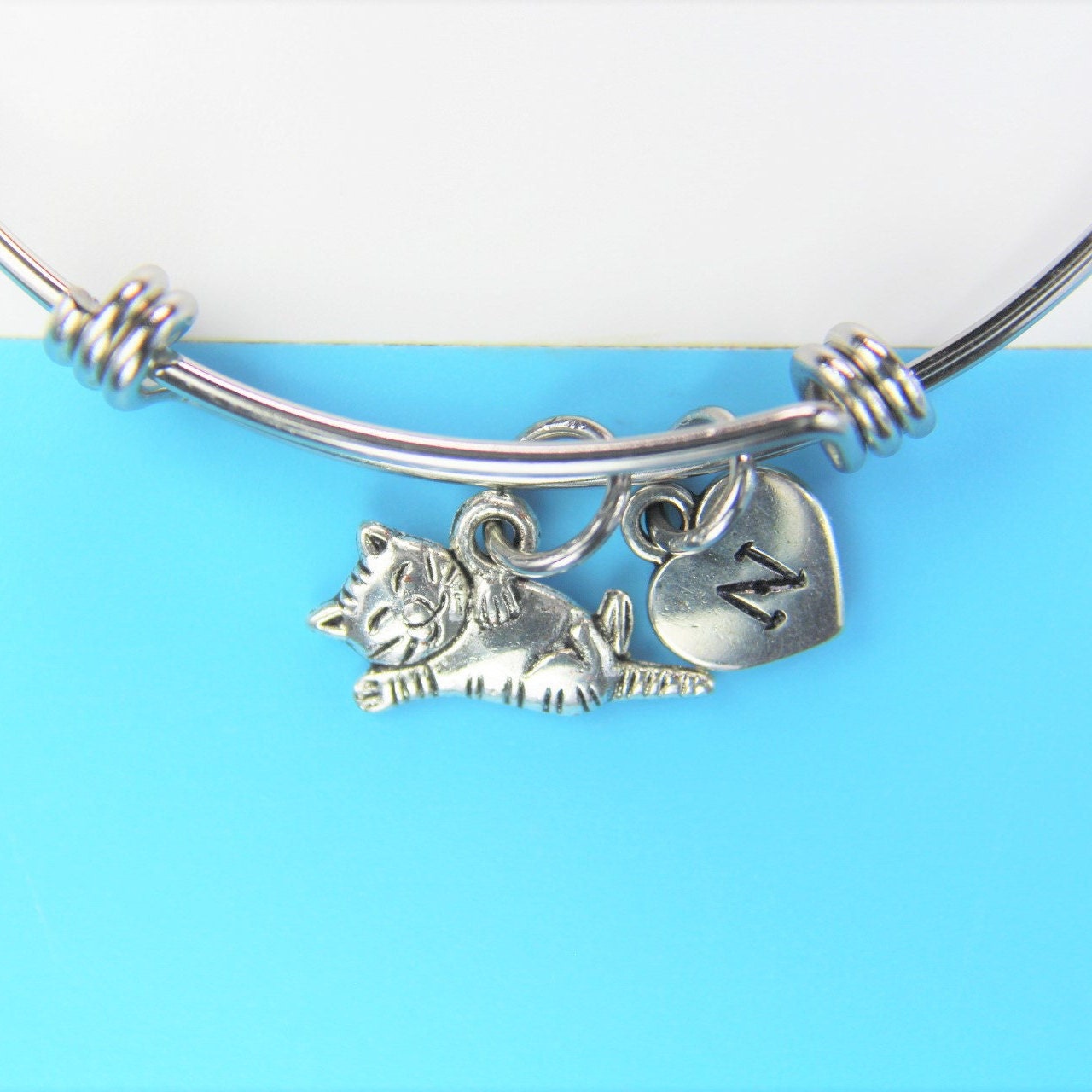 Best Christmas Gift Cat Bracelet Cat Bangle Cute Cat Charm Cat - Etsy ...