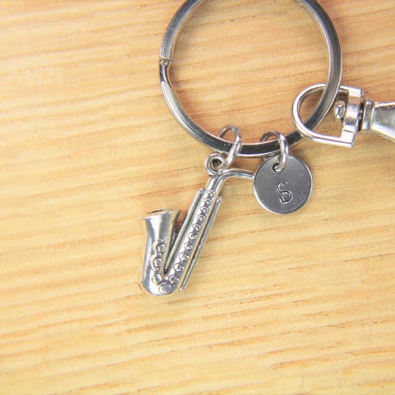Music Gift Saxophone Keychain Saxophone Key Ring Silver Saxophone Charm ...