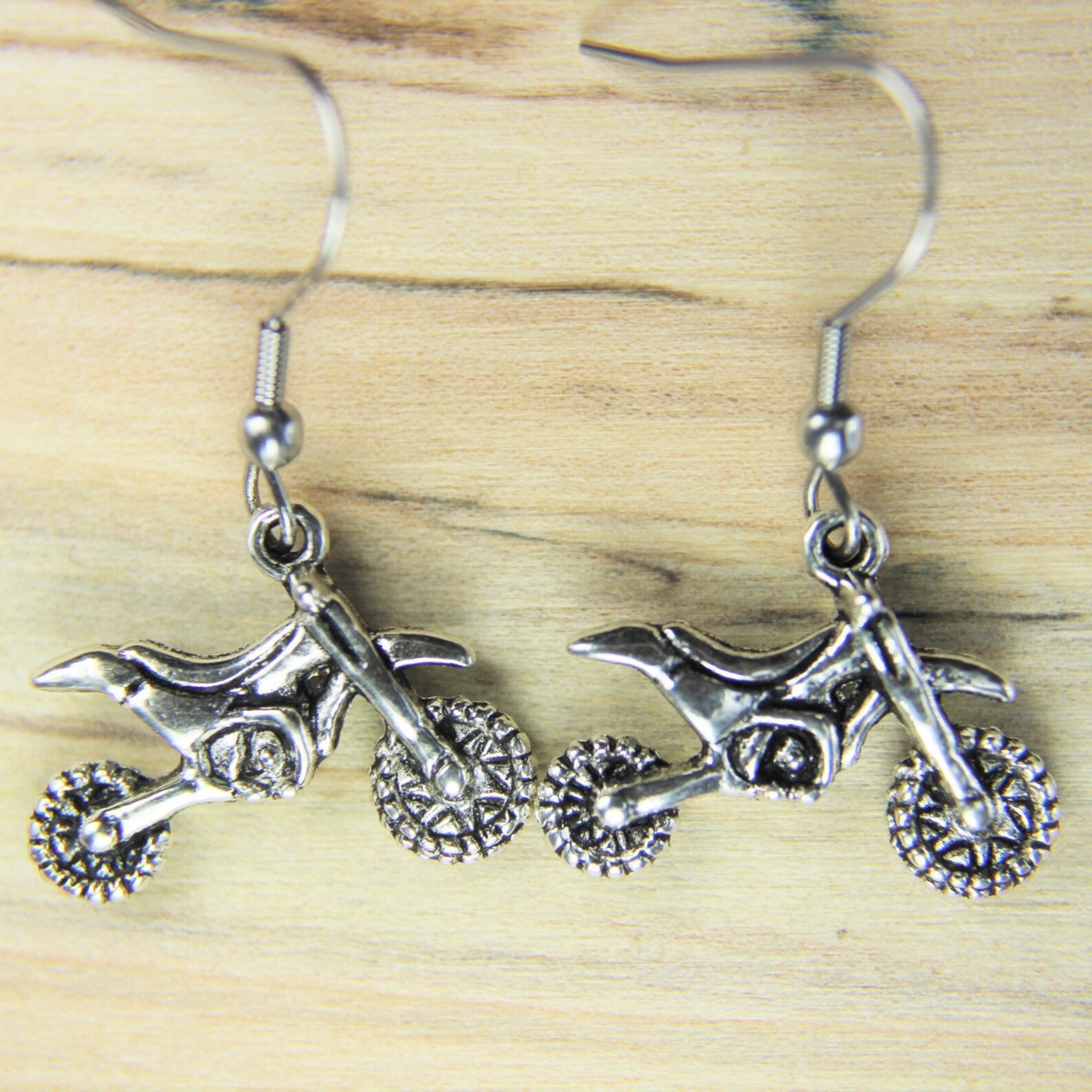 Dirt Bike Earrings Silver Motocross Rider Charm Earrings - Etsy