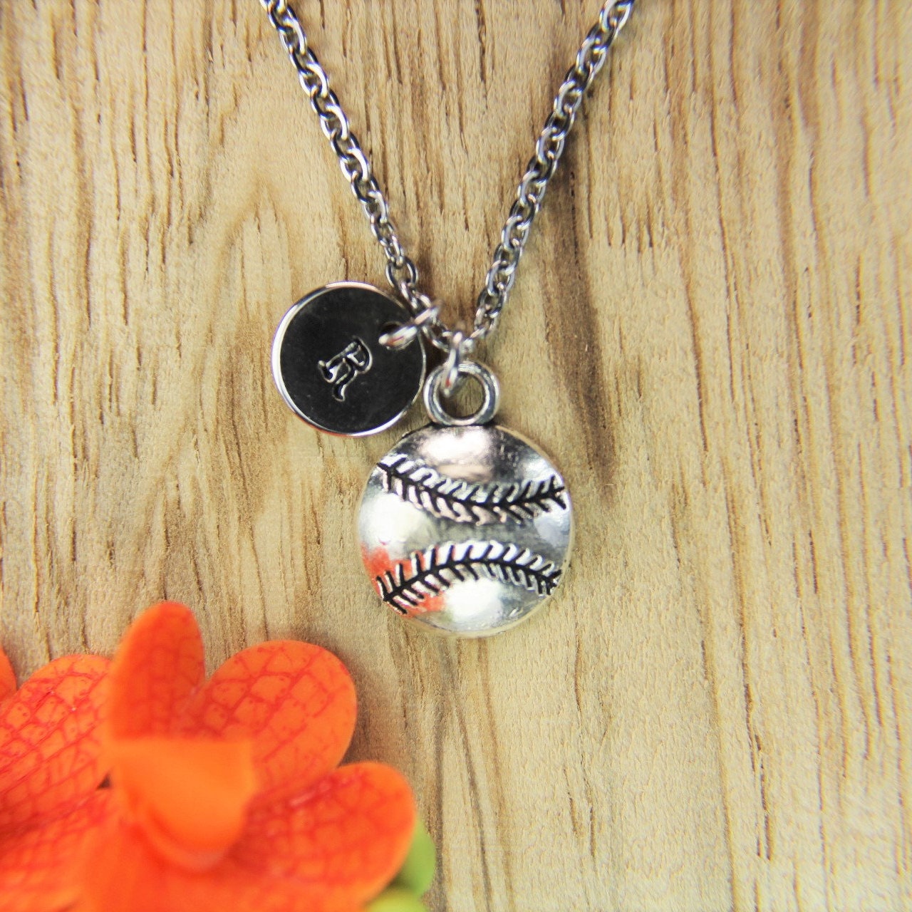 Christmas Gift Softball Charm Silver Softball Necklace | Etsy