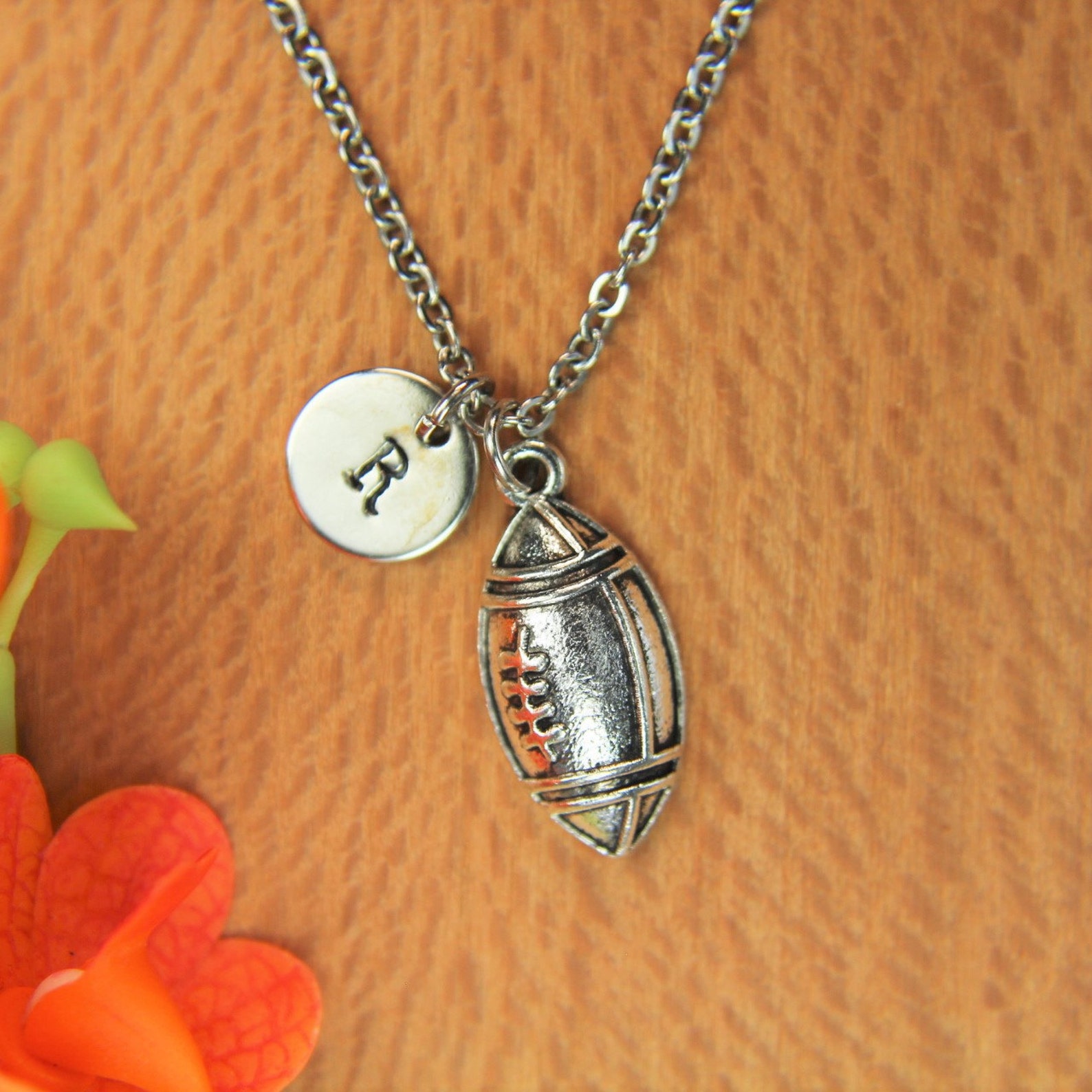 Rugby Necklace Silver Rugby Charm Necklace Sport Gift | Etsy