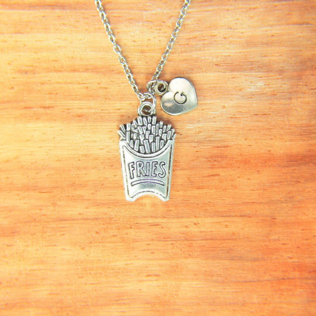 French Fries Necklace Silver French Fries Charm Necklace Fast Food Gift ...