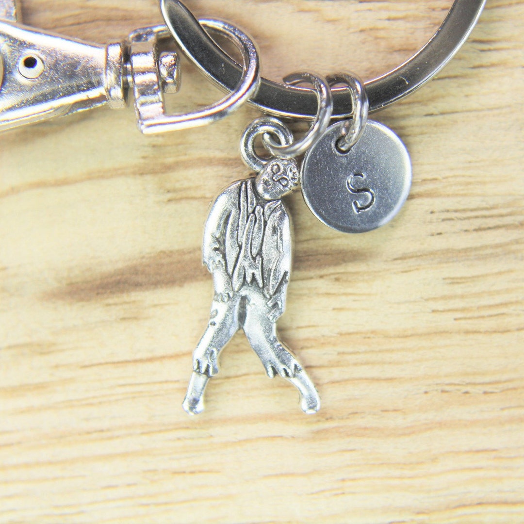 Zombie Charm Key Chain With Initial Charm Walking Corpse Charm Zombie ...