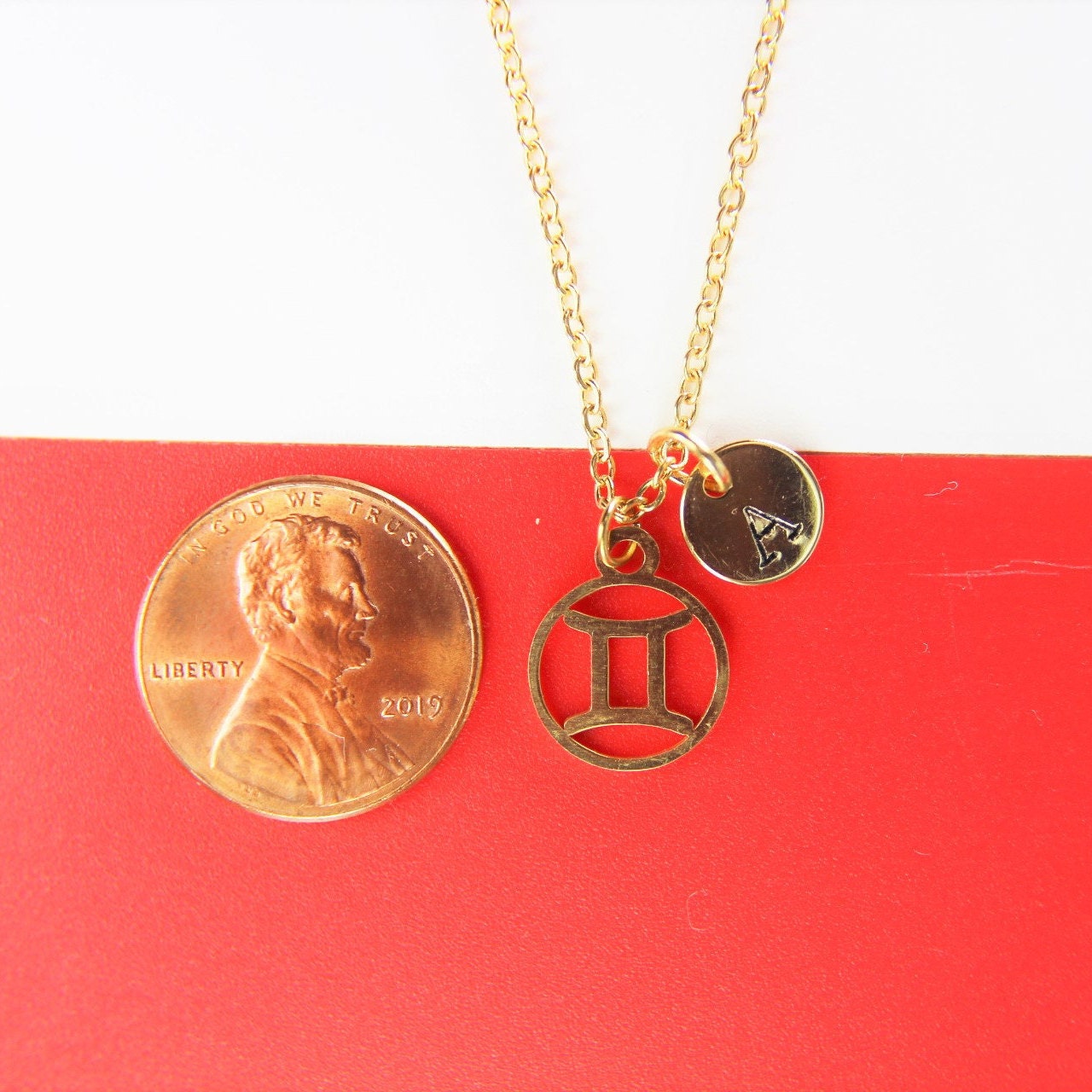 Tiny Gold Gemini Charm Necklace Tiny Gold Gemini Gift | Etsy