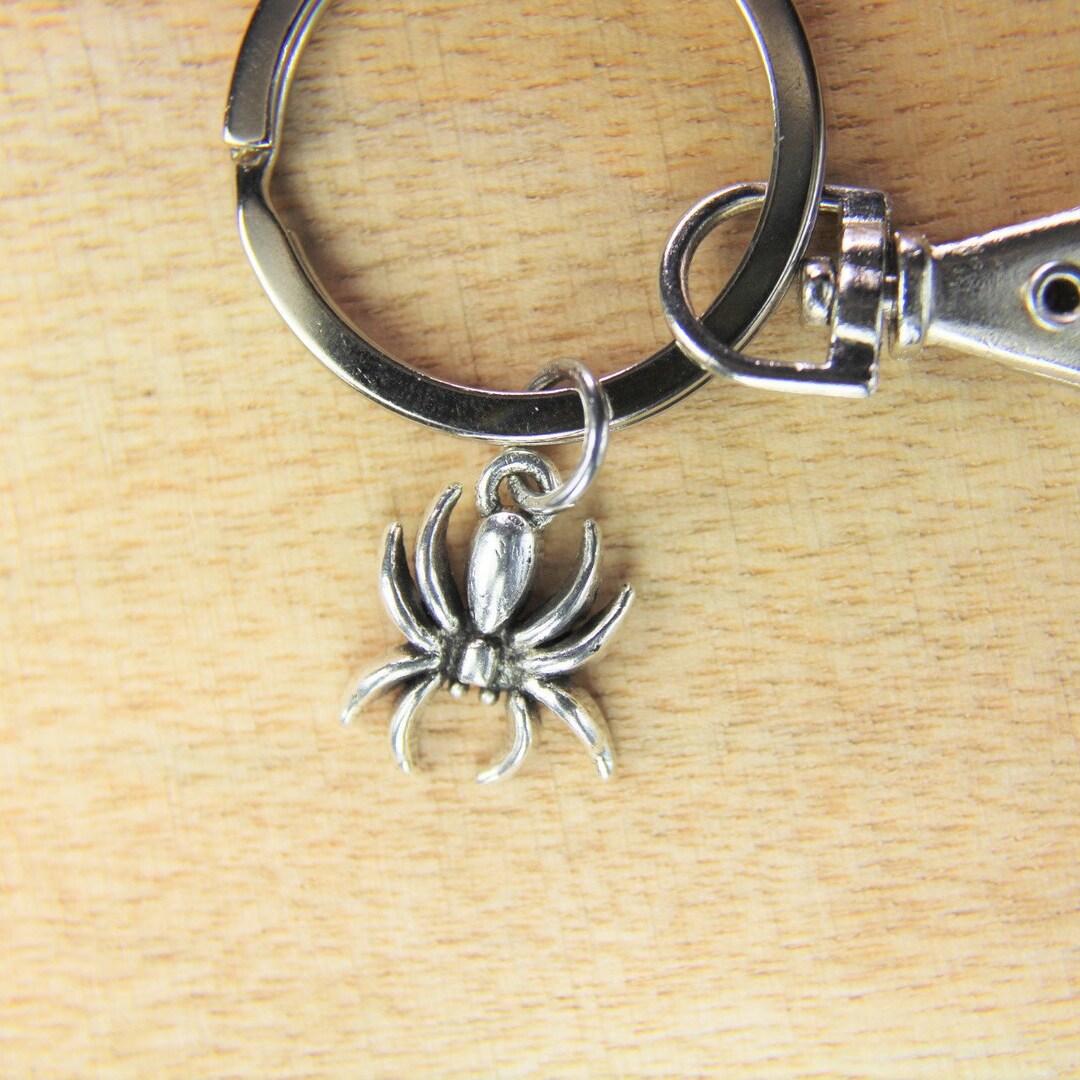 Silver Spider Charm Keychain Spider Keychain Spider Gift Spider Pendant ...