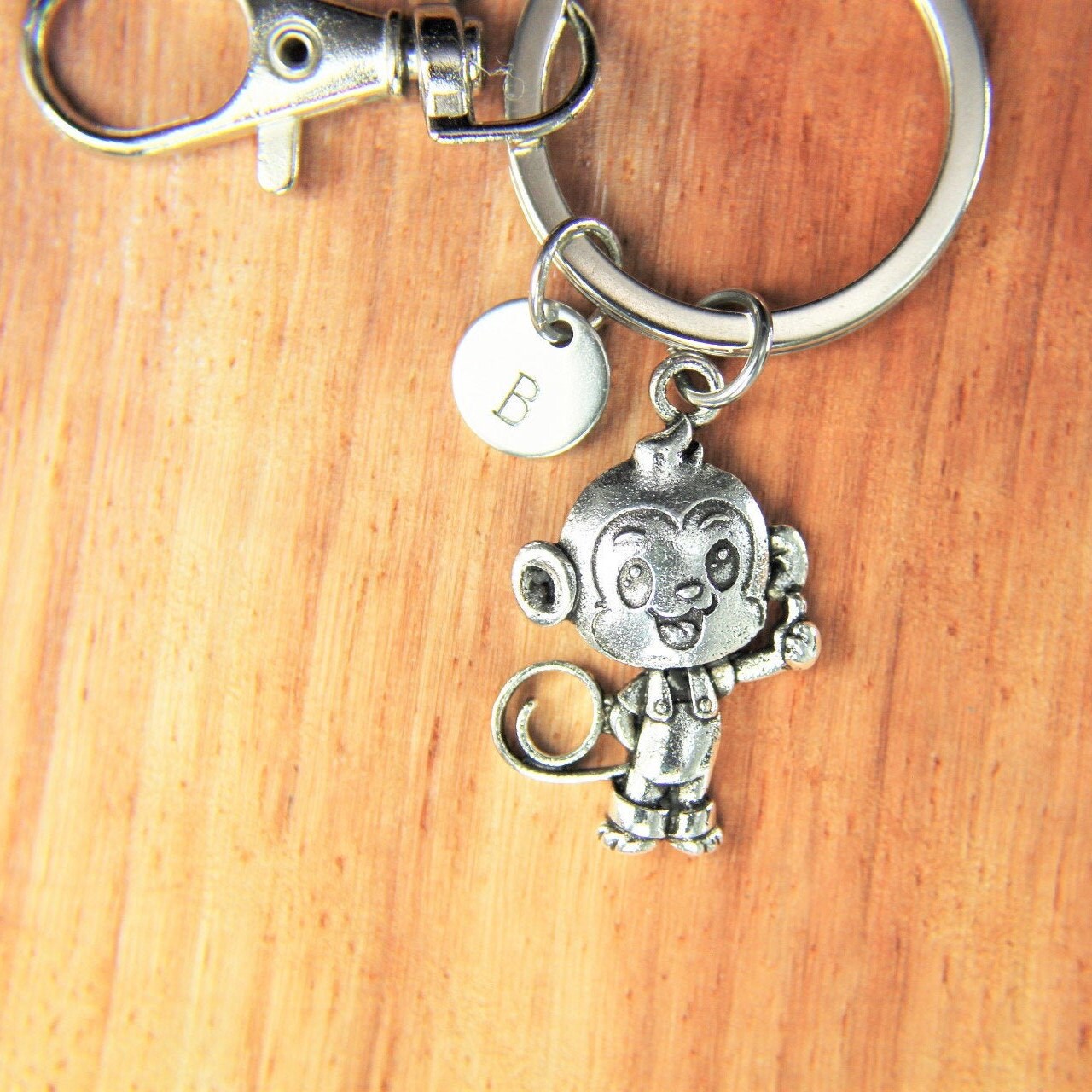 Monkey Keyring Silver Monkey Charm Keyring Mild Monkey Gift - Etsy.de
