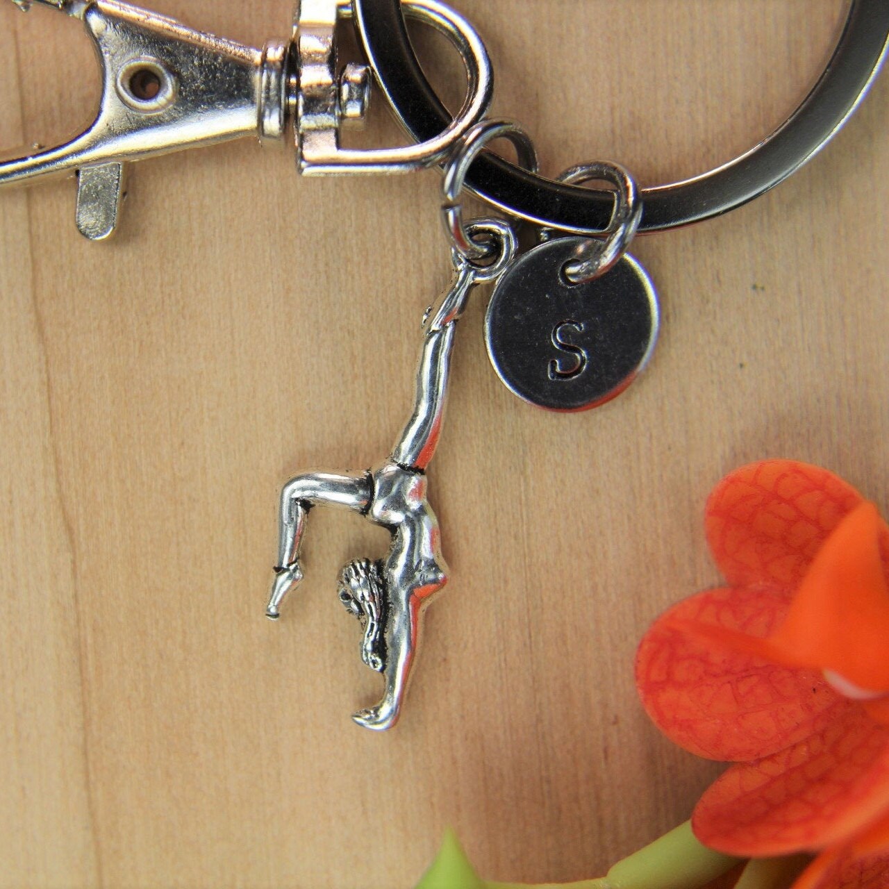 Gymnastics Keychain Silver Gymnastics Charm Keychain | Etsy