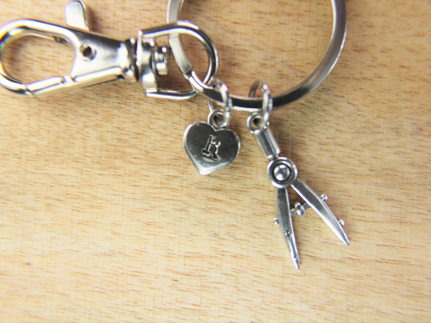 Silver Architect Charm Keychain Pencil Keychain compass Gift | Etsy