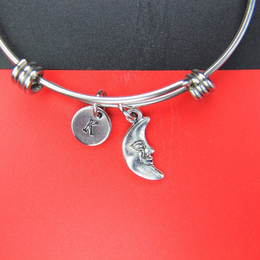 Moon Face Bracelet Moon Face Drop Bangle Eclipse Gift Moon Pendant ...