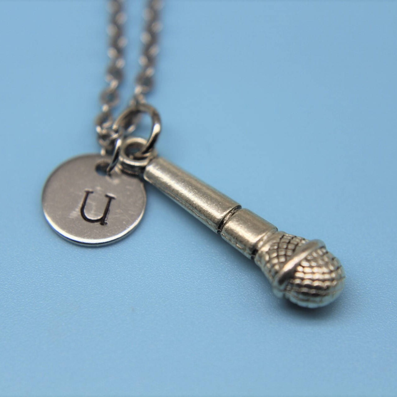 Silver Microphone Charm Necklace Microphone Necklace Mic - Etsy
