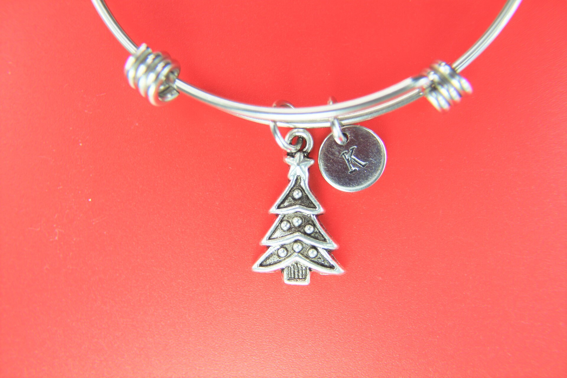 Christmas Tree Bracelet Silver Christmas Tree Charm Bangle - Etsy