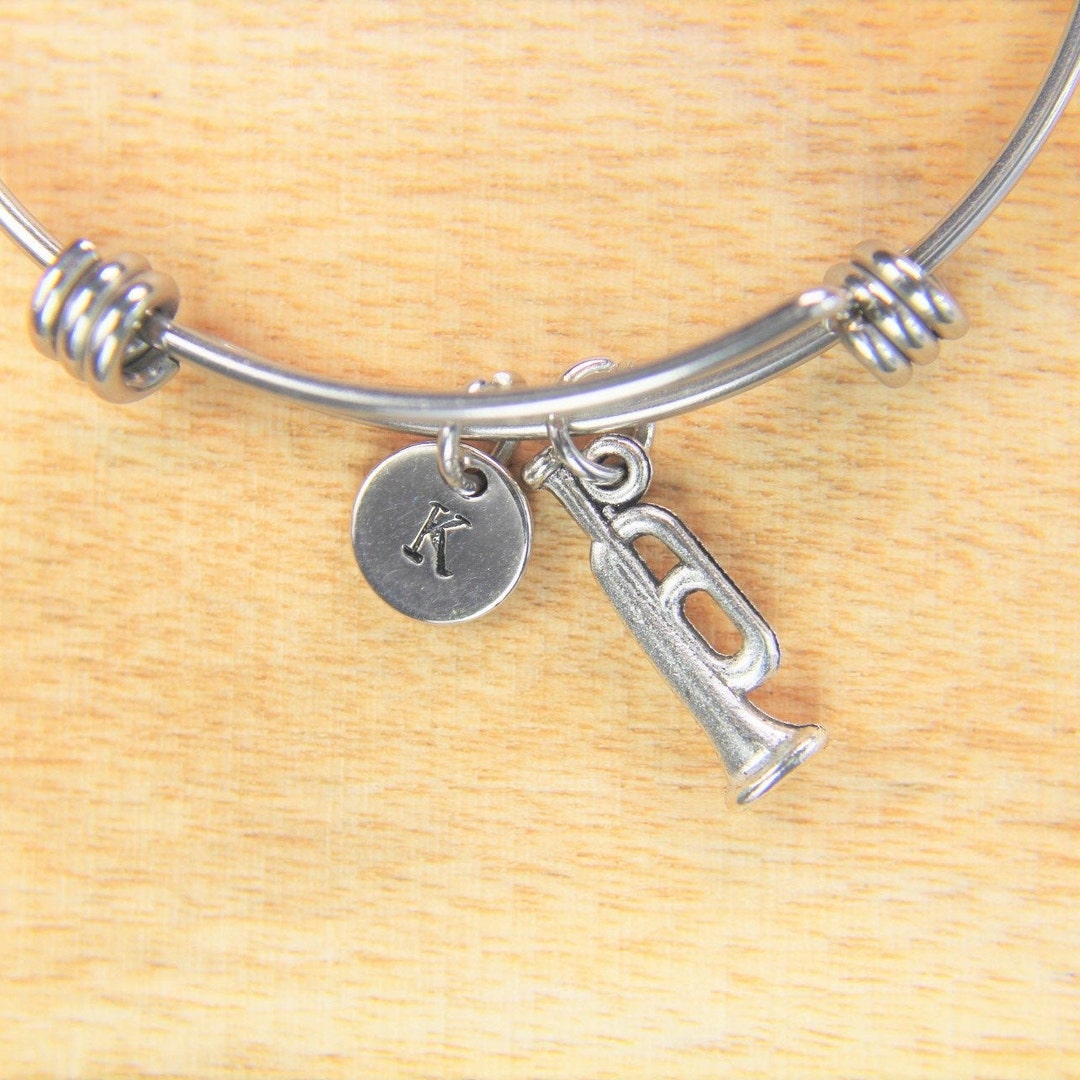 Bugle bracelet Silver Trumpet Charm Bangle Trumpet Gift Bugle Gift ...