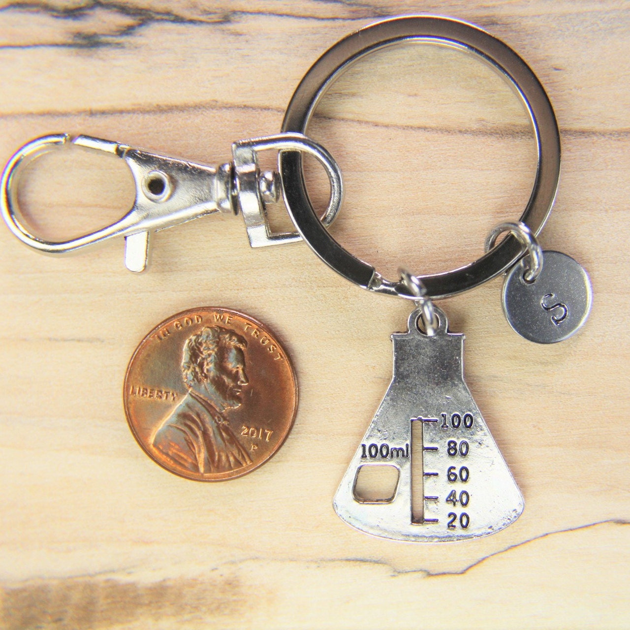 Silver Beaker Charm Keychain Bottle Keyring Beaker Gift | Etsy