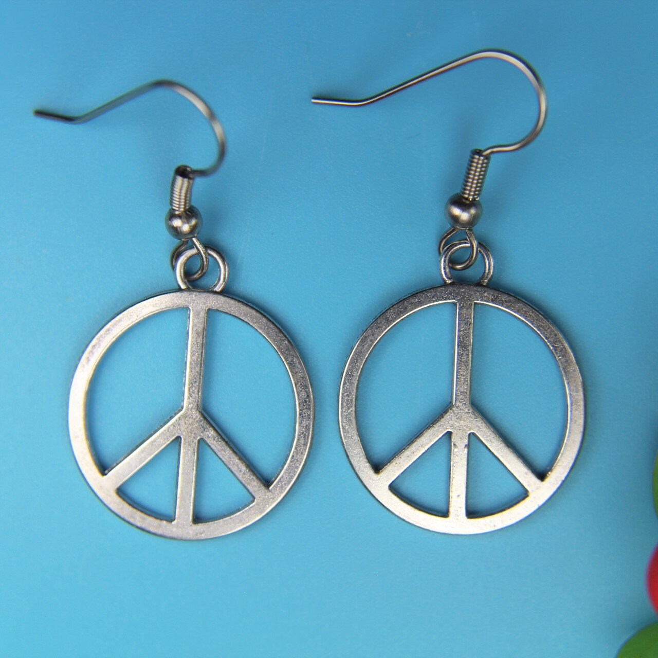 Sliver Peace Sign Earrings Peace Sign Earrings Peace Sing - Etsy