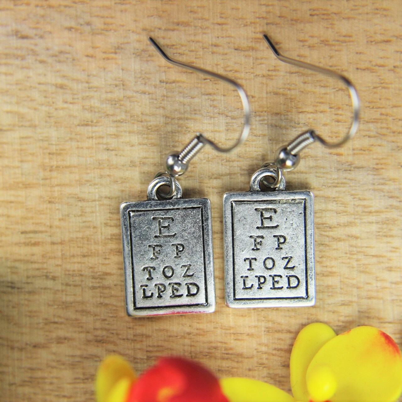 Silver Eye Care Charm Earrings Eye Chart Charm Vision Charm Earrings ...