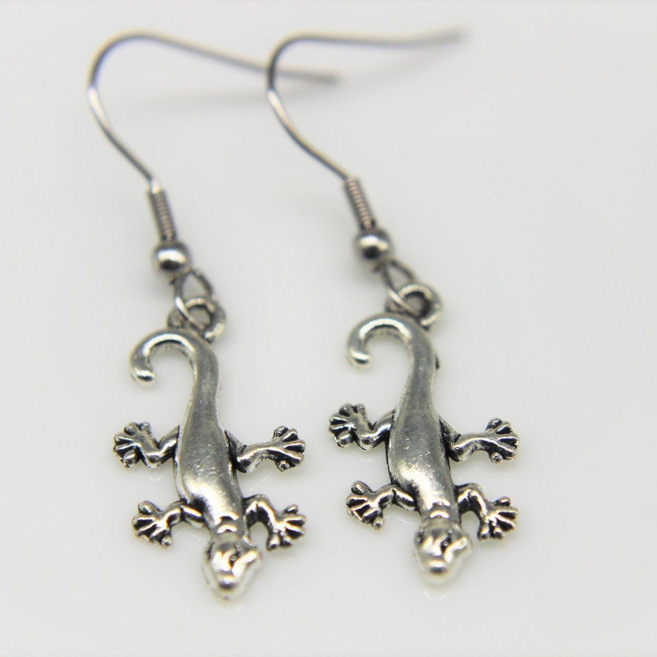 Gecko Earring Silver Gecko Charm Earring Christmas Gift | Etsy