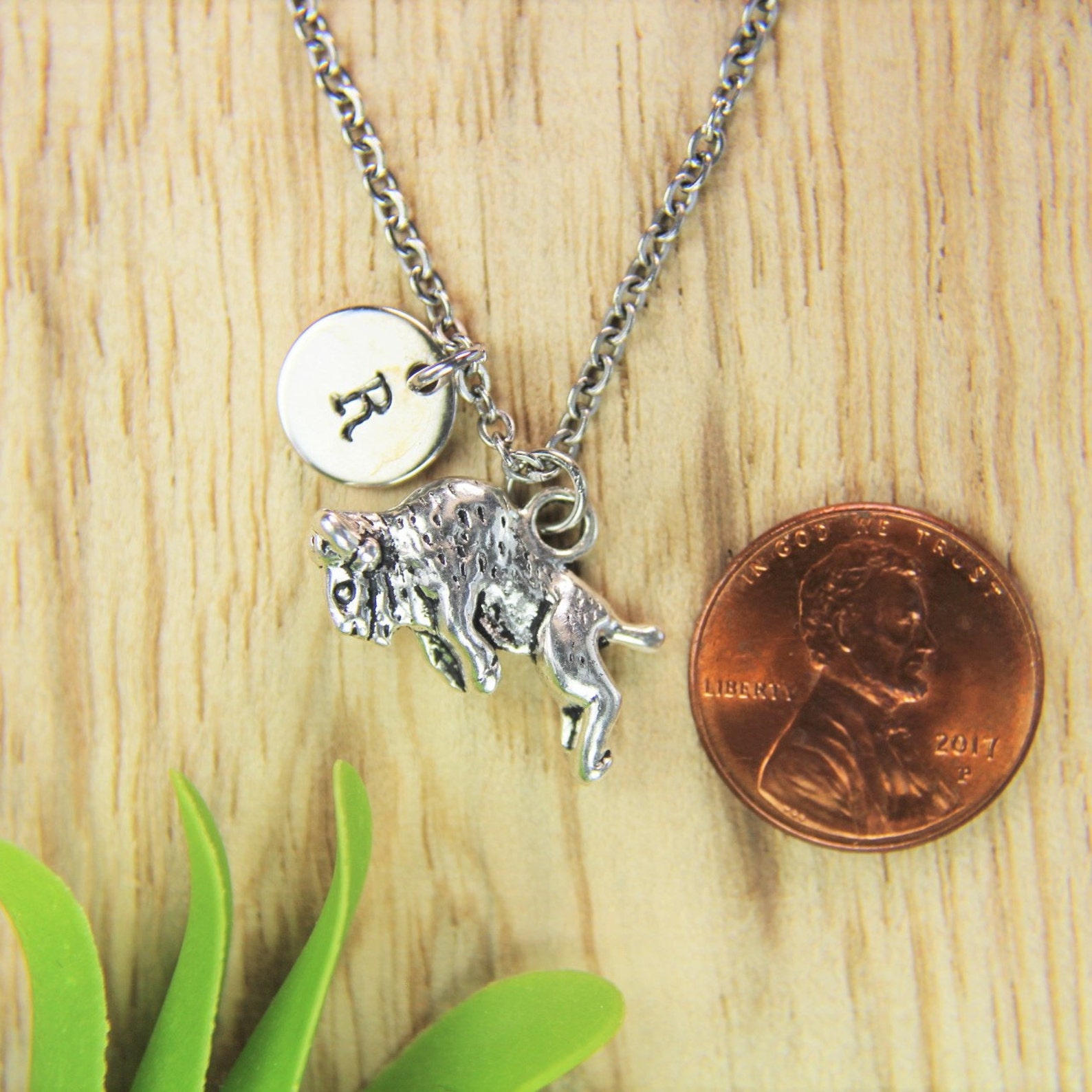 Bison Necklace Silver Buffalo Charm Necklace Animal Charm - Etsy