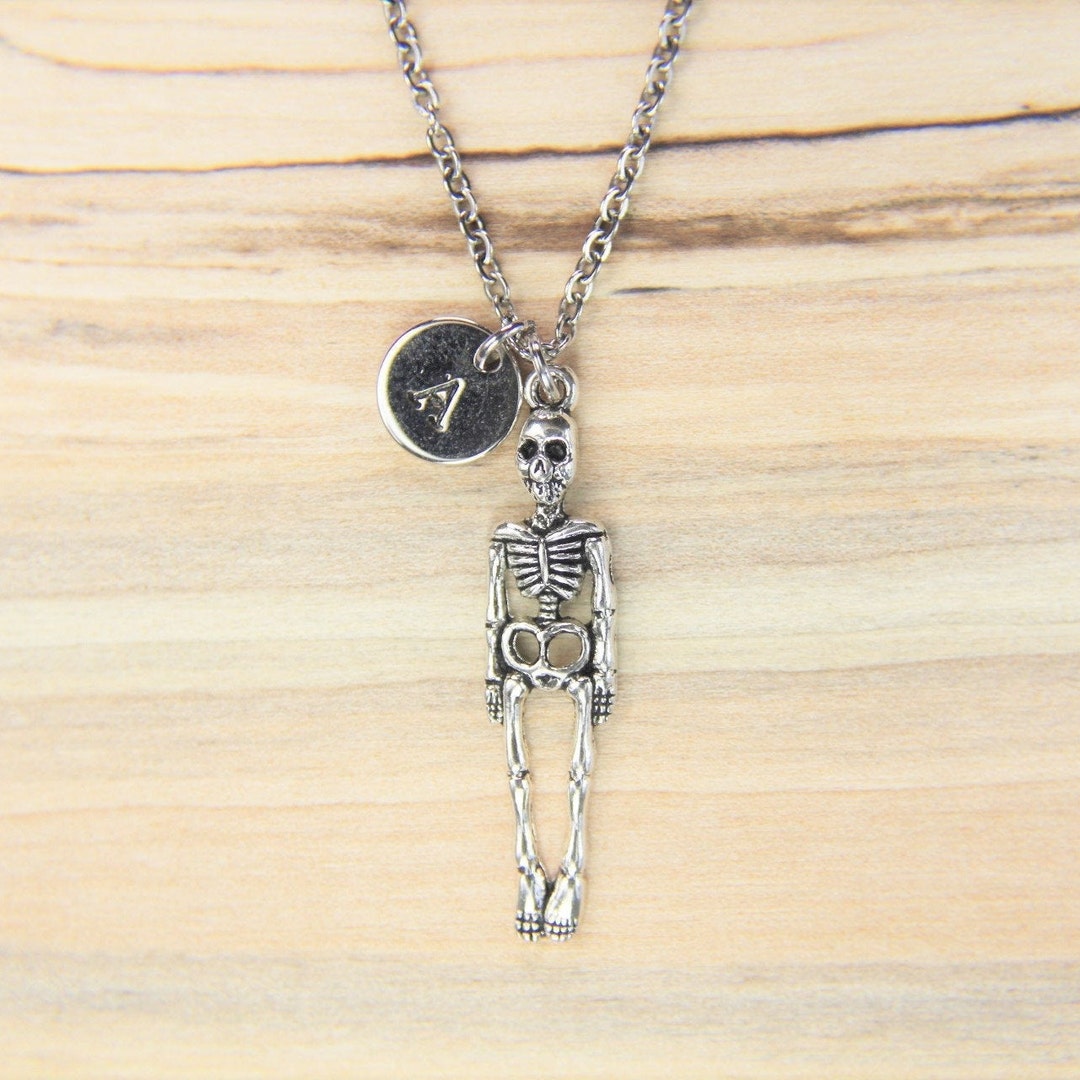 Skeleton Necklace Halloween Necklace Skeleton Gift Skeleton Charm ...