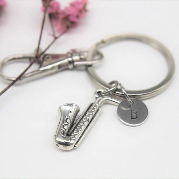 Music Gift Saxophone Keychain Saxophone Key ring Silver | Etsy