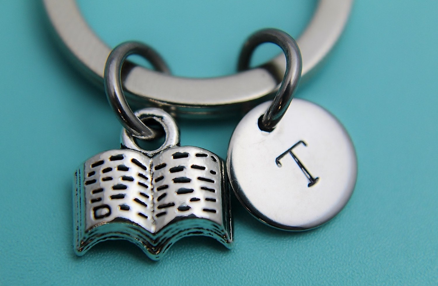 Silver Open Book Charm Keychain Open Book Charm Keychain - Etsy