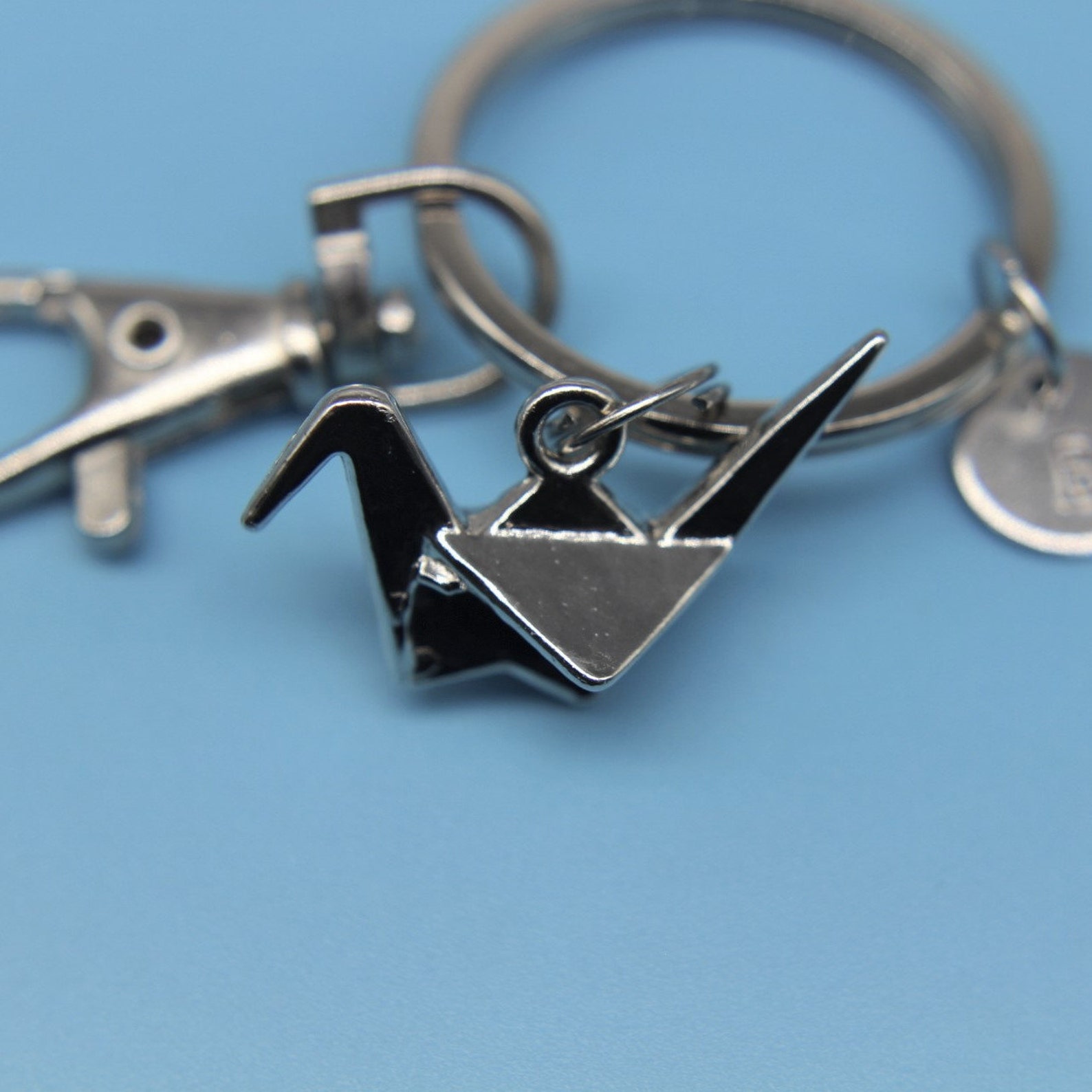 Silver Origami Crane Charm Keychain Crane Pendant Crane | Etsy