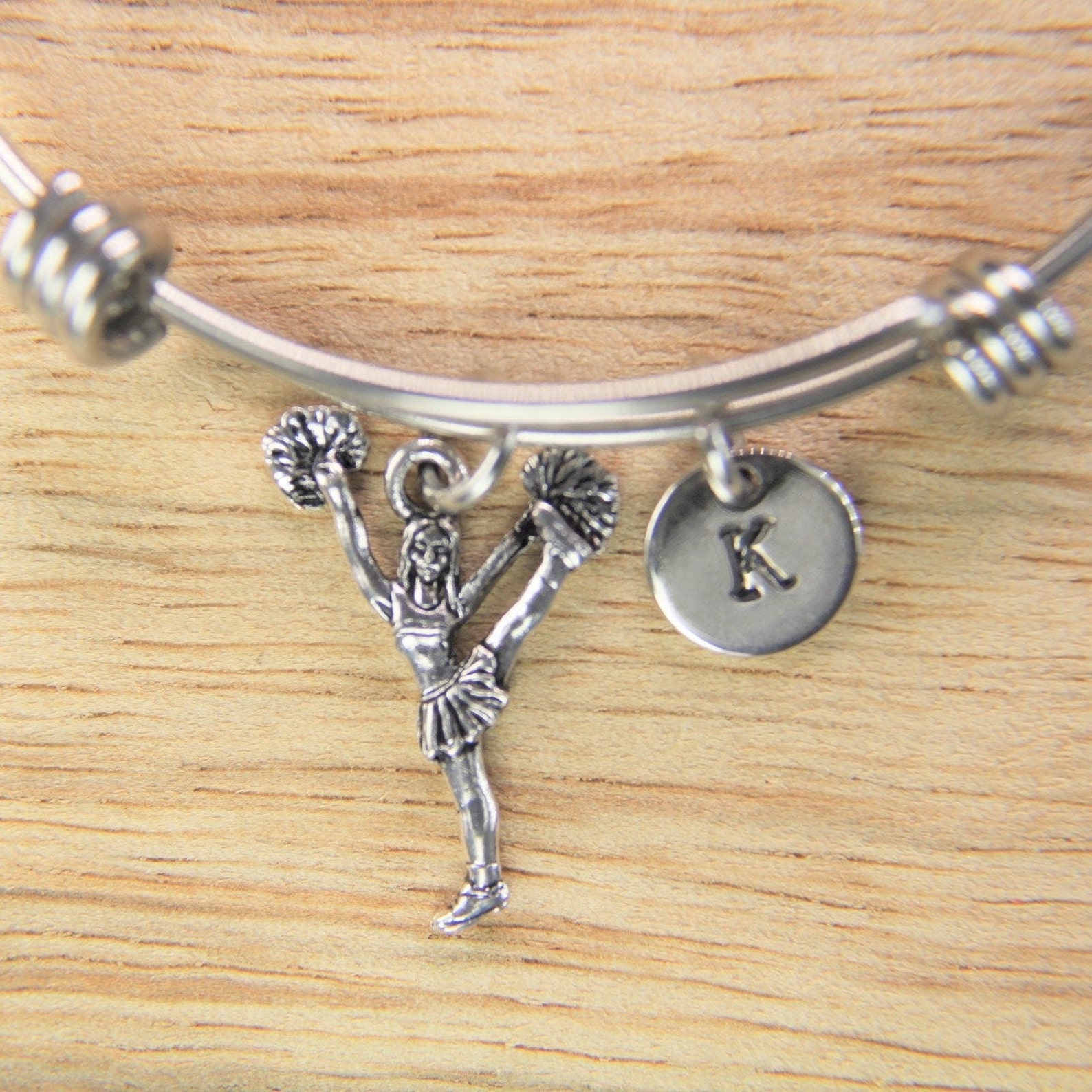 Cheering Charm Bracelet Silver Cheering Charm Bangle Cheering Gift ...