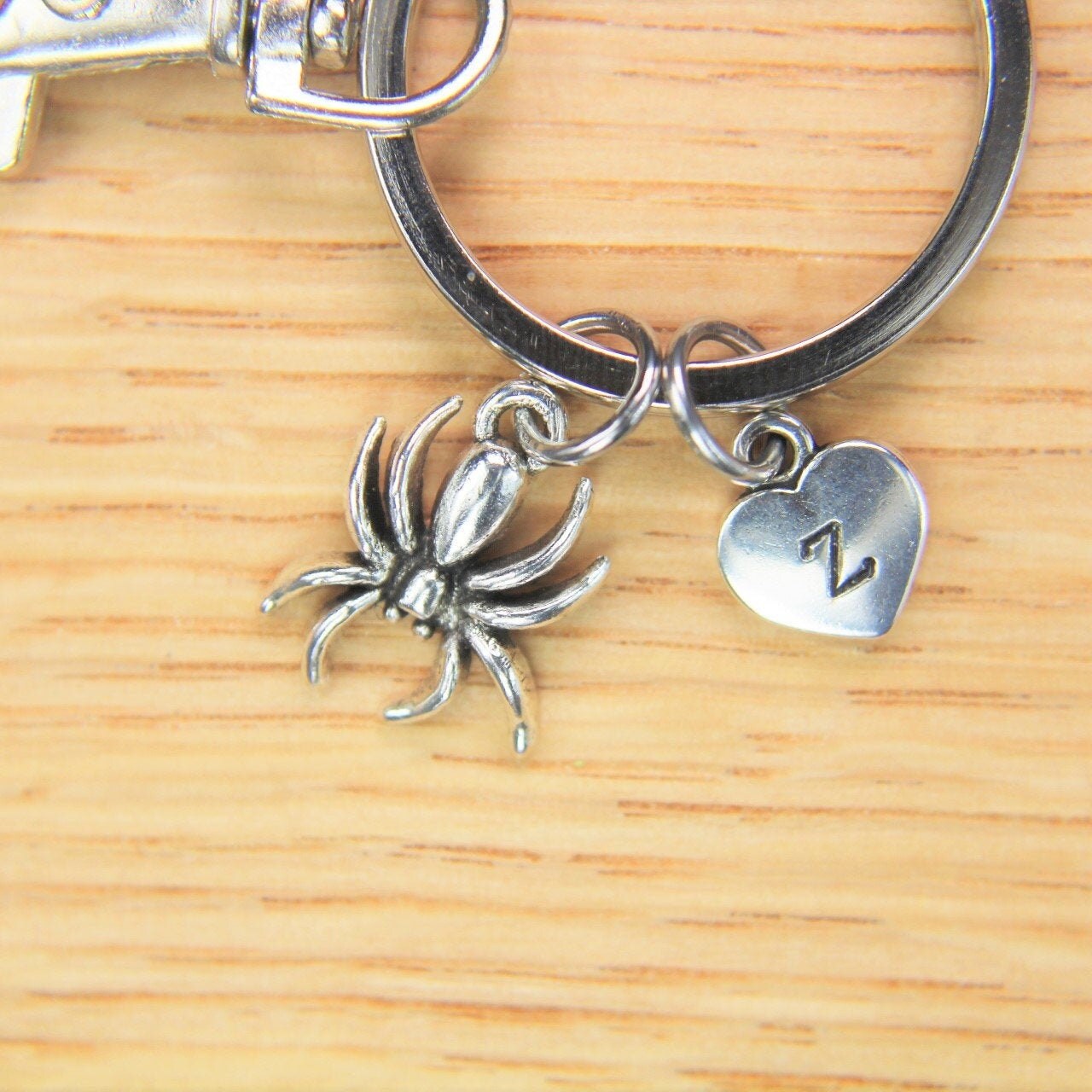 Spider Charm Keychain Silver Spider Charm Keychain Spider | Etsy